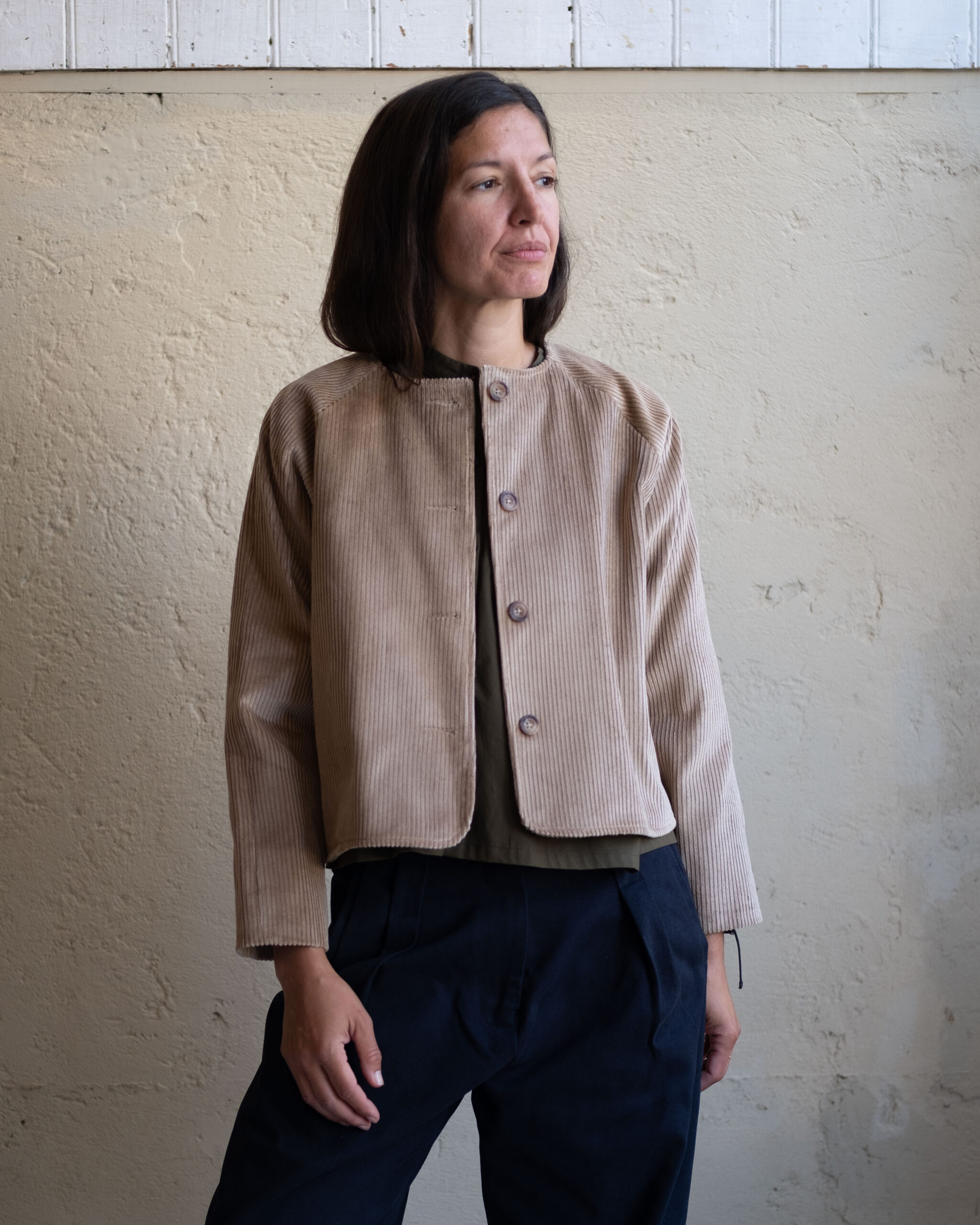 Cropped Jacket - Beige Cord | MAHALA
